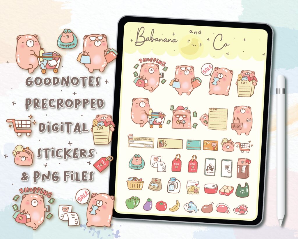 Shopping Day digital stickers , Goodnotes Stickers , Cute Hand Draw ...