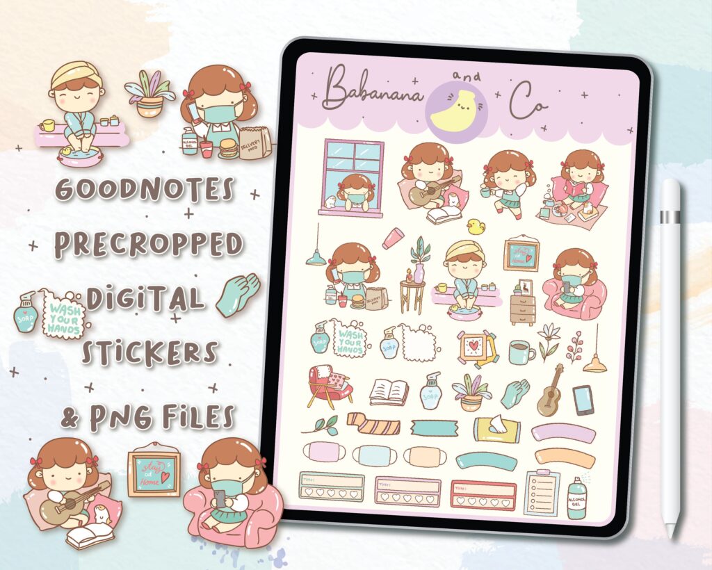 Stay Safe digital stickers , Goodnotes Stickers , Cute Hand Draw ...