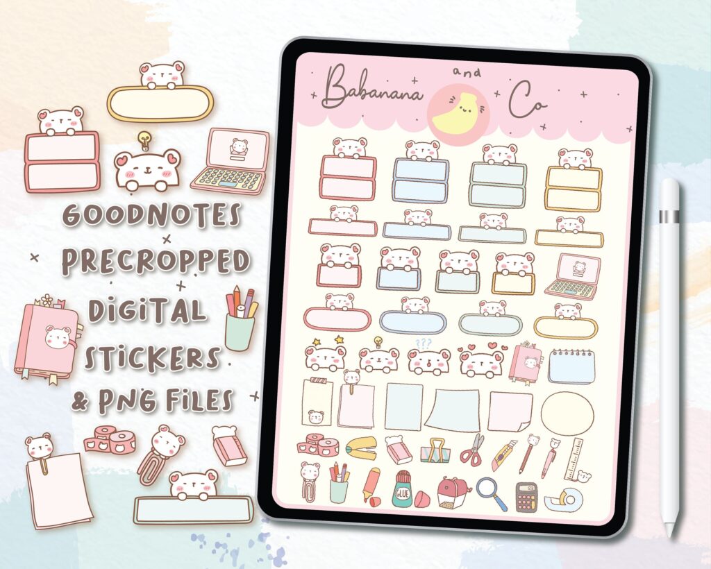 Stationary Doodles Digital Stickers , Goodnotes Stickers , Cute Hand ...