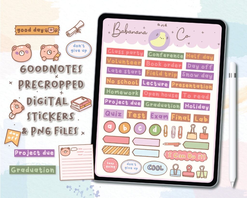 Study Icons digital stickers , Goodnotes Stickers , Cute Hand Draw ...