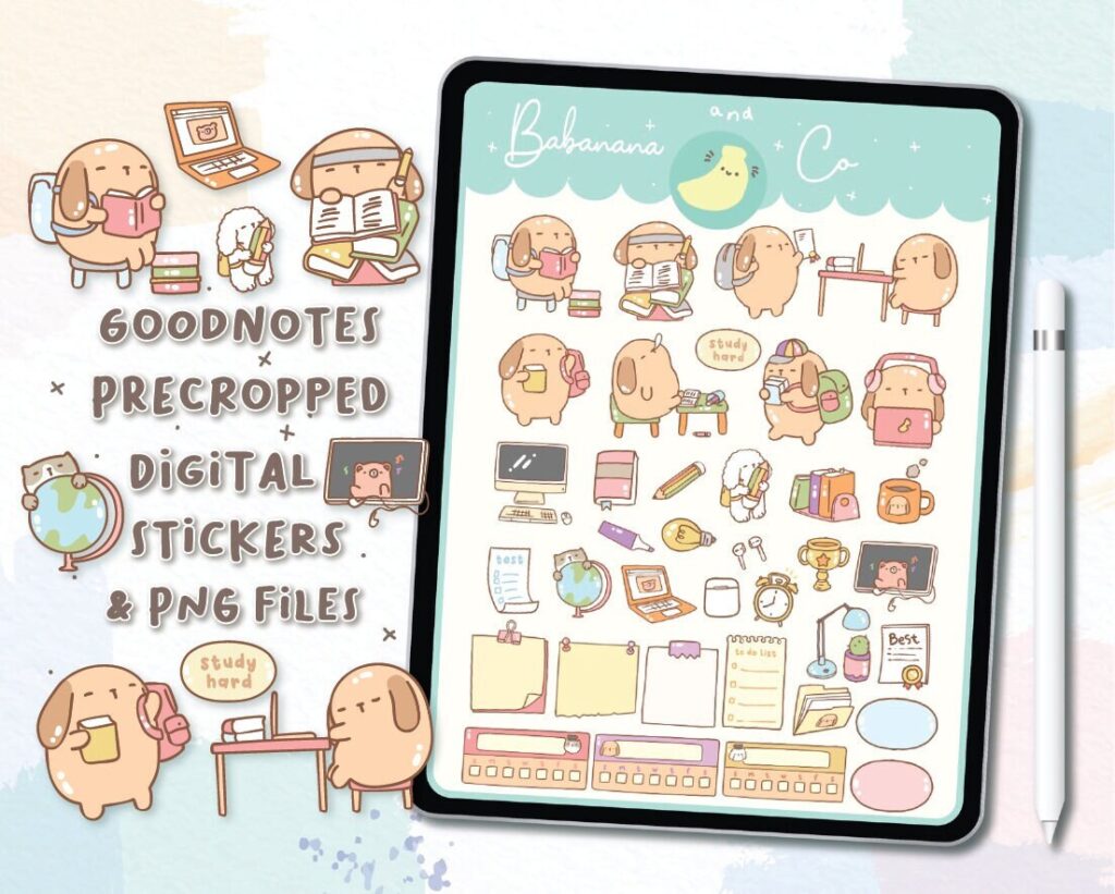 Study digital stickers , Goodnotes Stickers , Cute Hand Draw ...