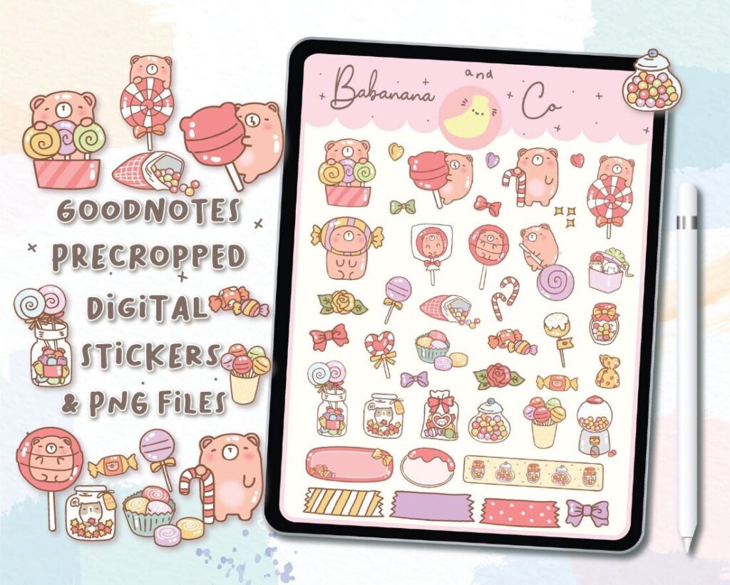 Sweet Life digital stickers , Goodnotes Stickers , Cute Hand Draw ...