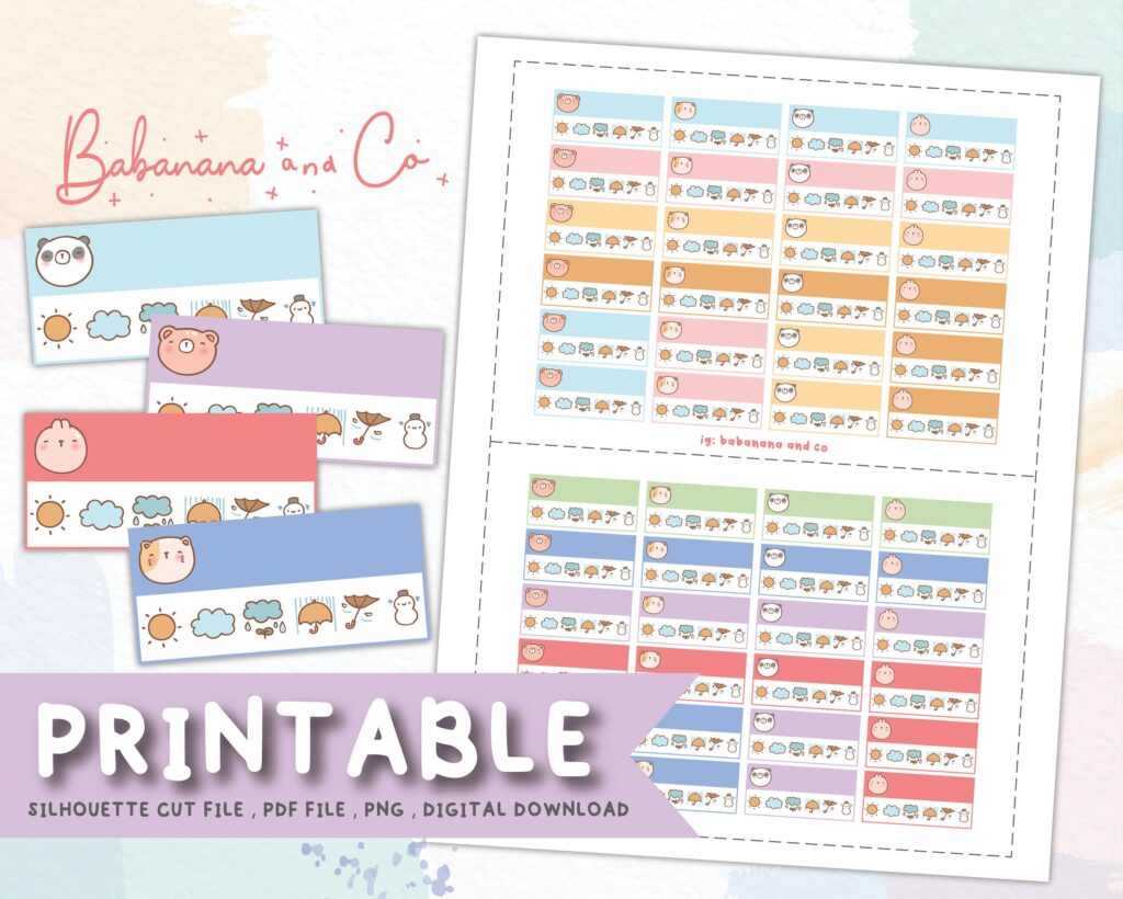 Weather Tracker Printable,Digital Stickers,Hand Drawn Design,Printable ...