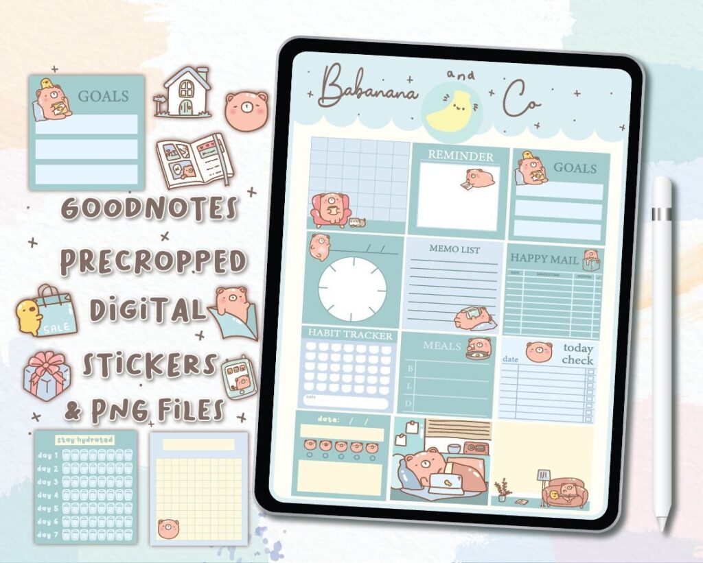 Cute Functional Digital Stickers , Goodnotes Stickers , Cute Hand Draw ...