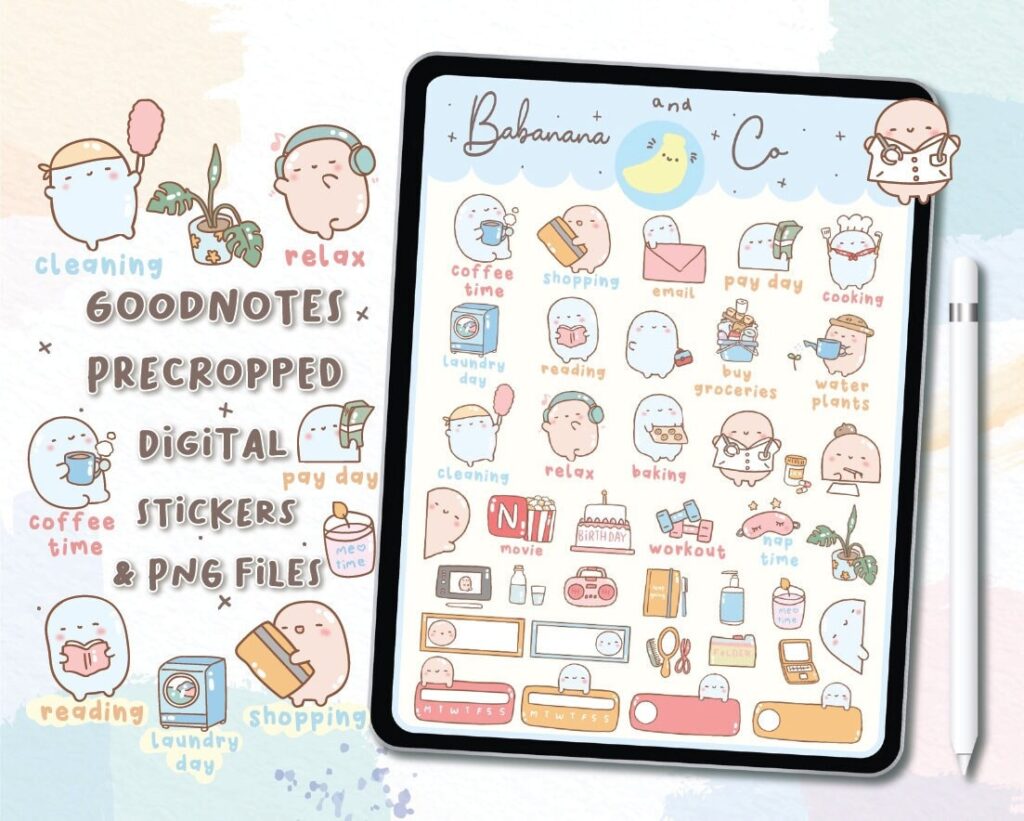 Cute Daily Life digital stickers , Goodnotes Stickers , Cute Hand Draw ...
