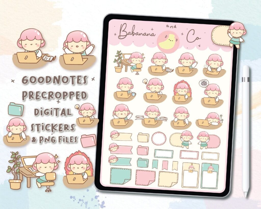 Busy Work Day digital stickers , Goodnotes Stickers , Cute Hand Draw ...