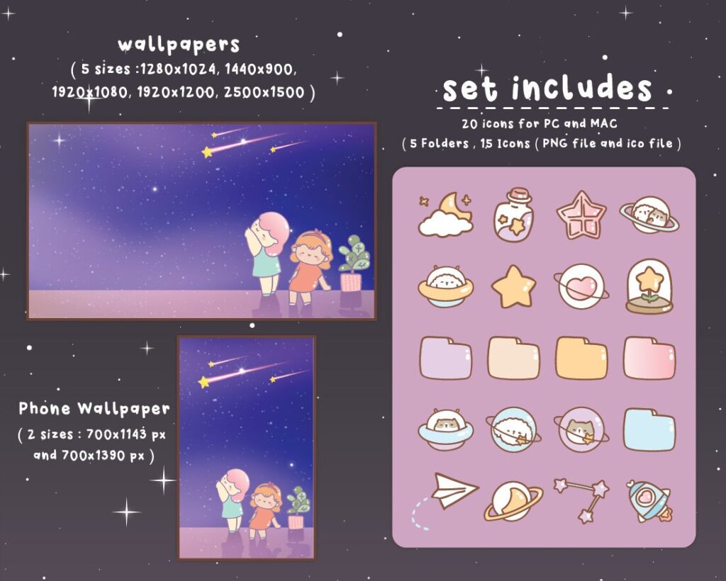 Star Night Desktop Wallpaper Organizer| Mac and Windows Organizer | Mac ...