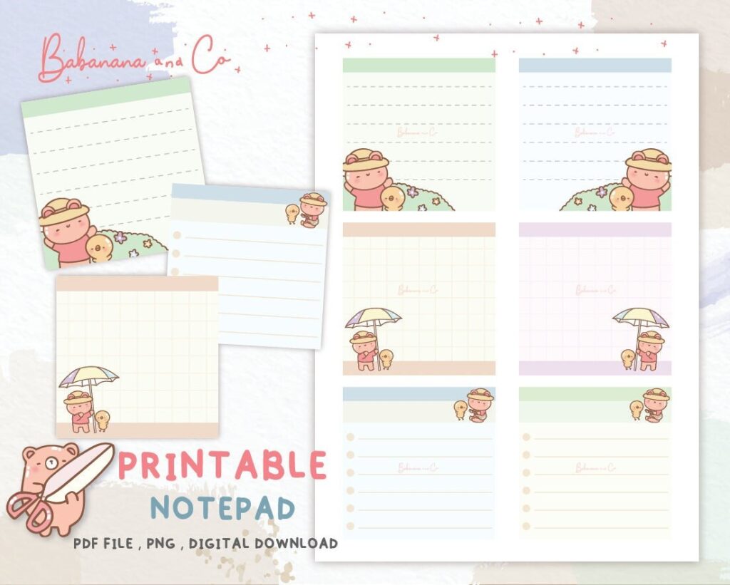 Happy Memo Sheets ,Note Pad Digital Download,Cute Printable Notepad ...