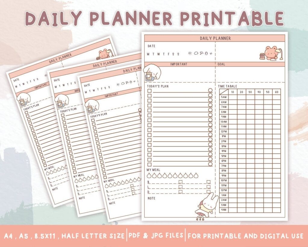 Cute Daily Planner Printable-Printable planner,Instant Download,Instant ...