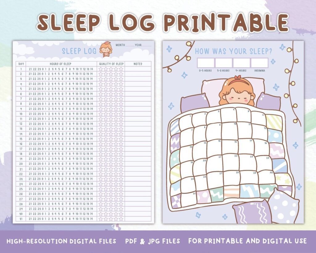 Sleep Log Printable,Monthly Sleep Tracker,Sleep Quality Journal,Sleep ...