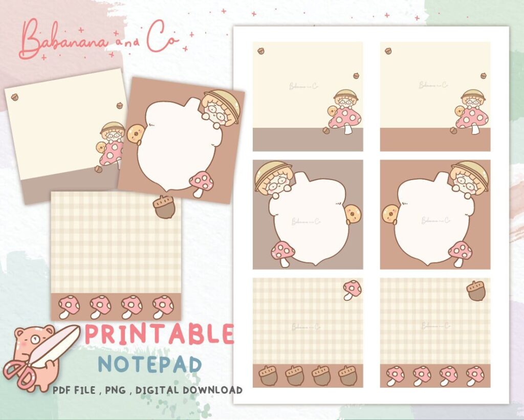 Autumn memo notes,Note Pad Digital Download,Cute Printable Notepad,Memo ...