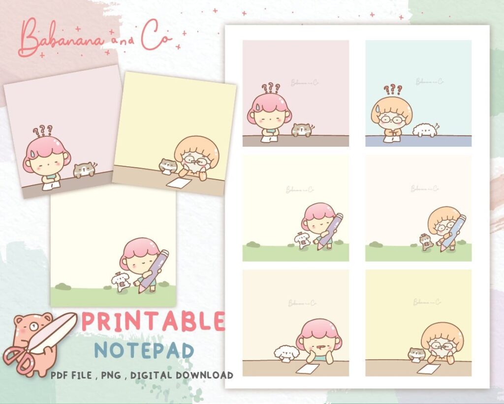 Cute Memo Girly,Note Pad Digital Download,Cute Printable Notepad,Memo ...