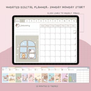 New Undated Digital Planner for GoodNotes | Undated Calendar | Monthly ...