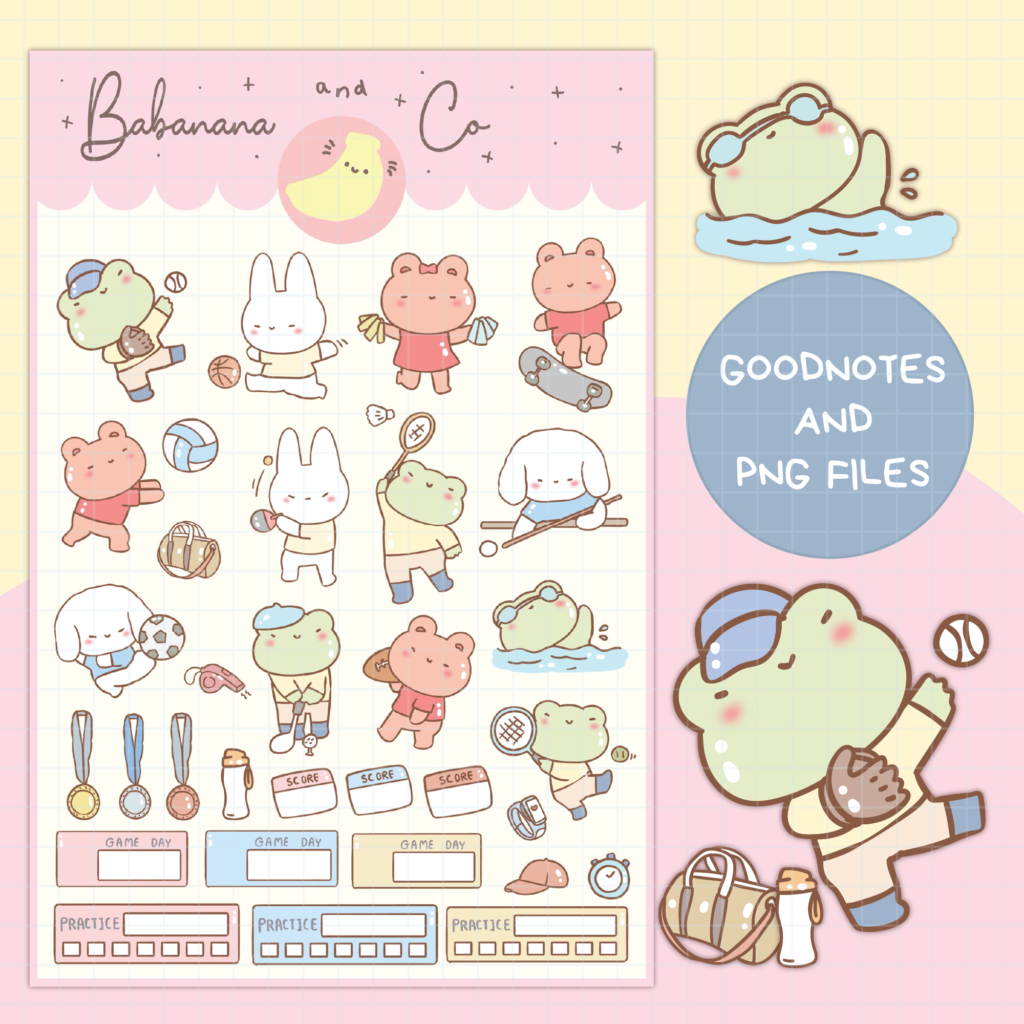 Sports day digital stickers | Goodnotes Stickers | Cute Hand Draw ...