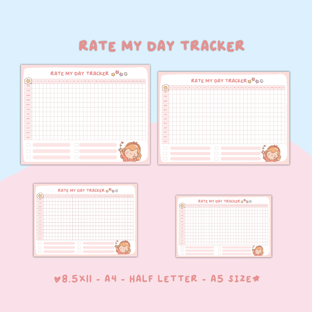 Rate My Day Printable Template, Daily Rating Log, Daily Mood Tracker ...
