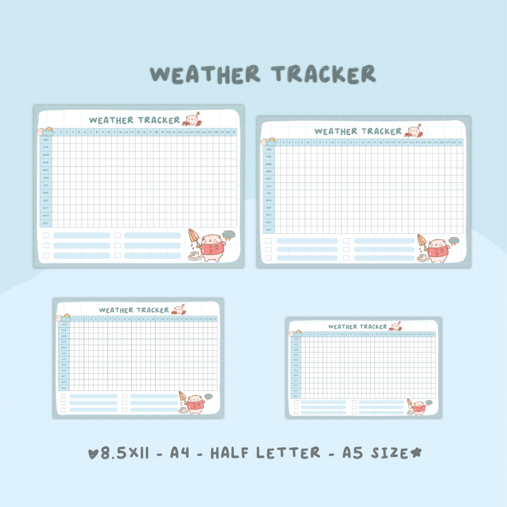 Weather Tracker,Printable Weather Tracker,A4, A5,Letter And Half Letter ...