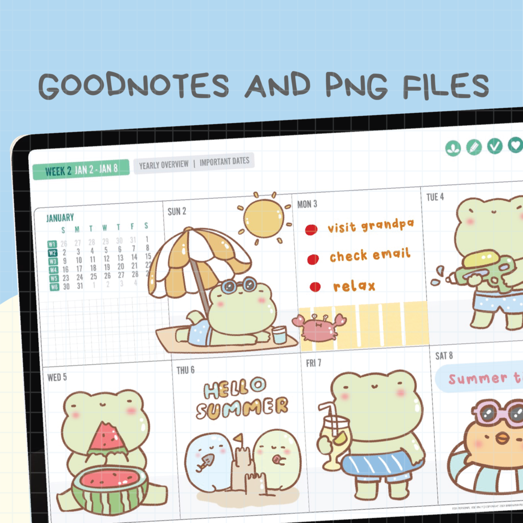 Hello Summer digital stickers | Goodnotes Stickers | Cute Hand Draw ...